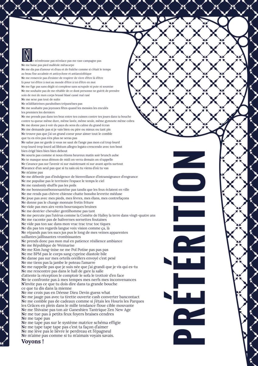 Prétérition – texte affiche – La CoUrBE du CUBE